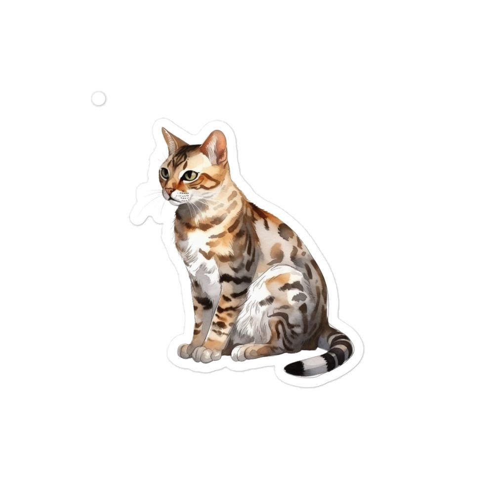 Sticker 4x4, Bengal cat staring, watercolour
