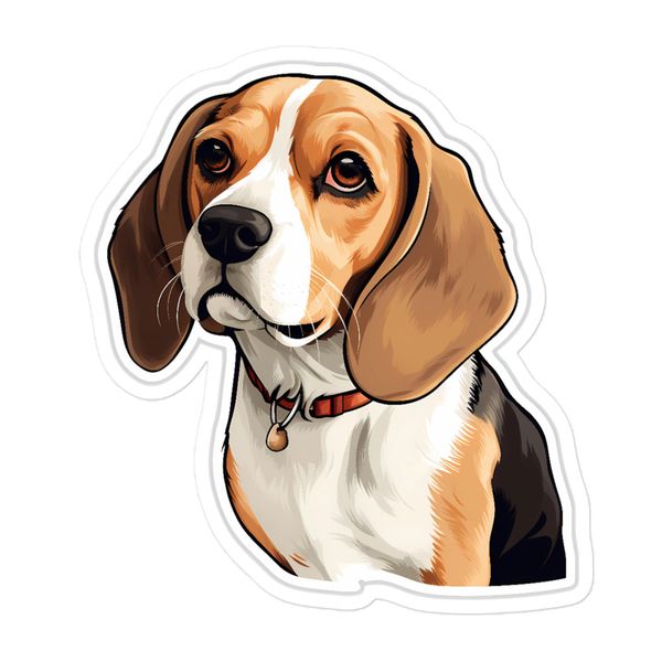 Sticker 5.5x5.5, Beagle dog with collar