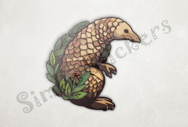 Pangolin standing in green leaves