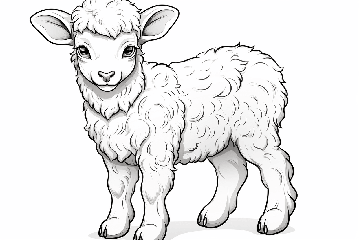Colouring pages, bundle of singular sheep, 10 images