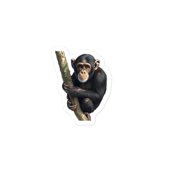 Sticker 3x3, Chimpanzee holding onto branch