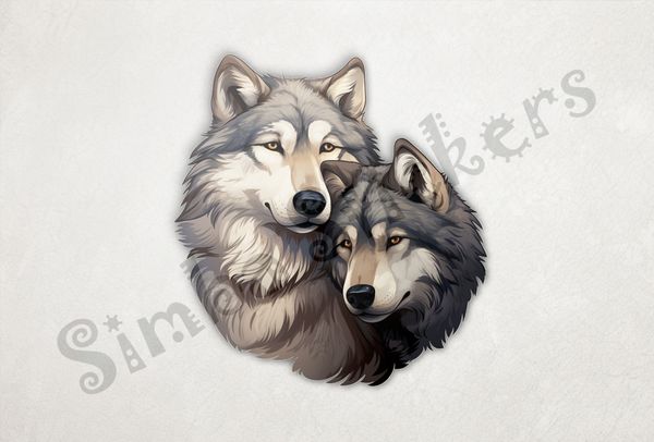 Wolves in love, cuddling