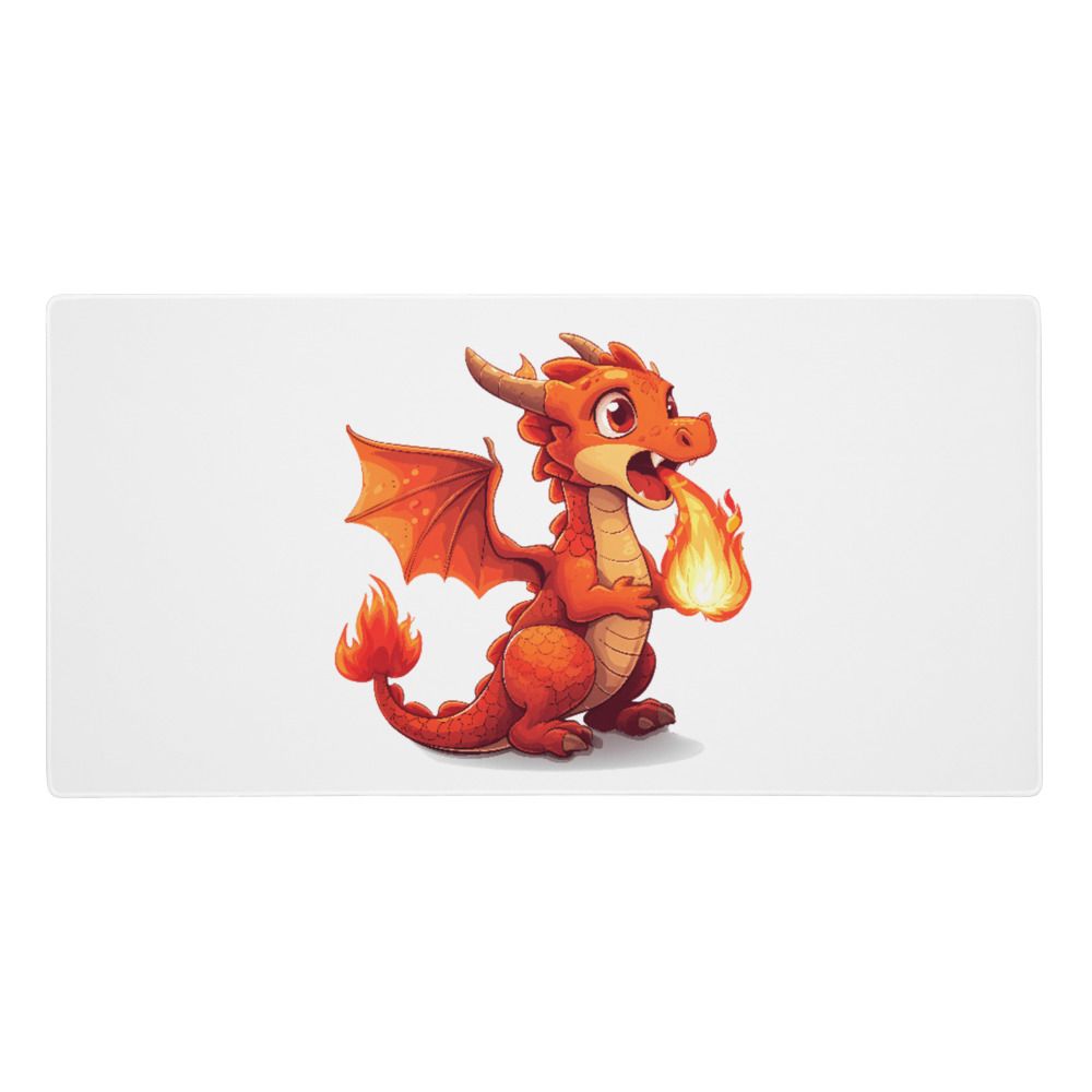 Gaming Mouse Pad, 36x18, Cute red dragon trying to hold fire