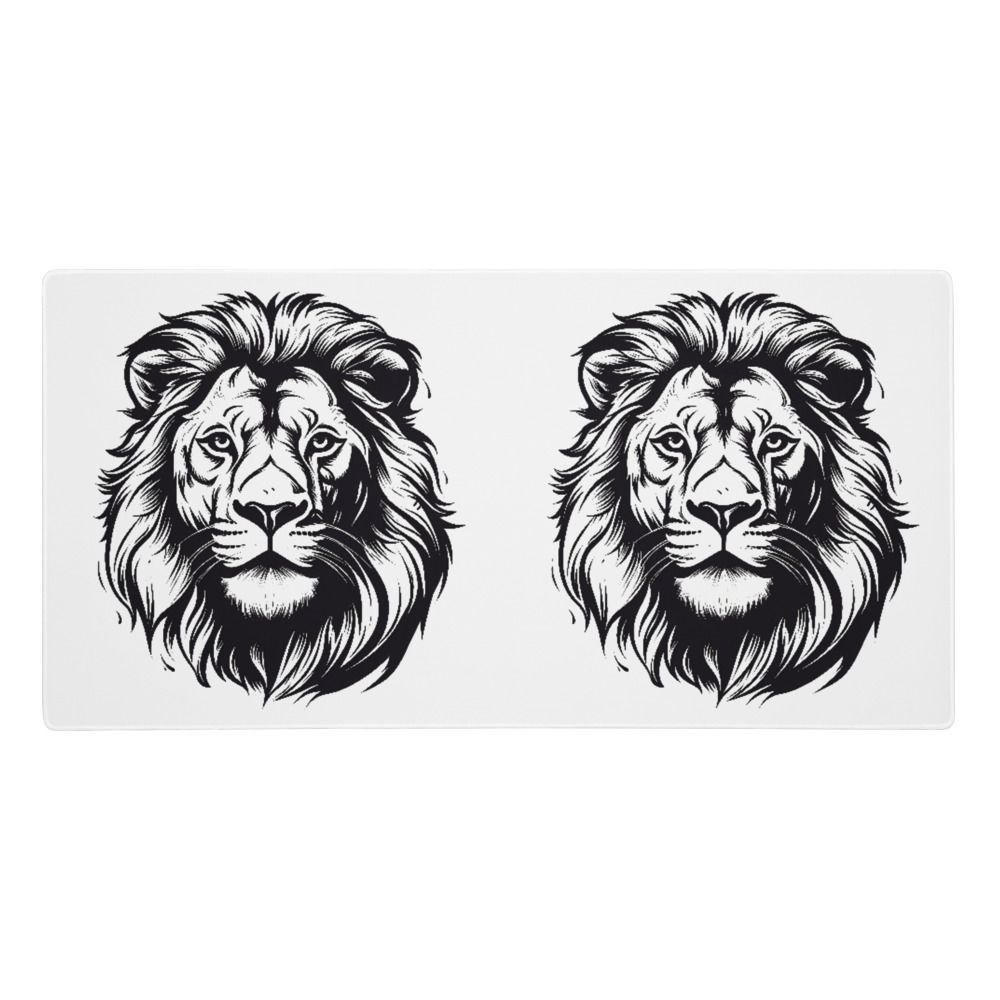 Gaming Mouse Pad, 36x18, Majestic lion face, double design, outline art