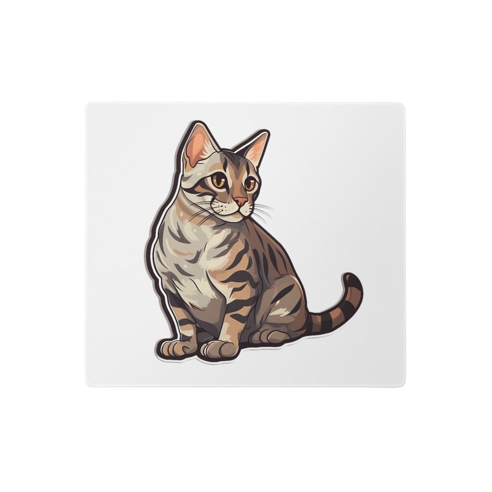 Gaming Mouse Pad, 18x16, Bengal cat sitting and glancing sideways