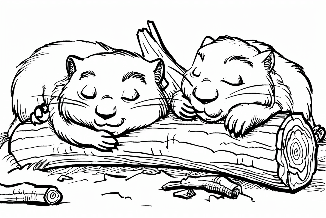 Colouring pages, bundle of groundhogs sleeping, 10 images