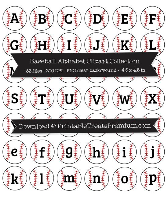 Baseball Alphabet Clipart Pack - Numbers, Letters, Pun