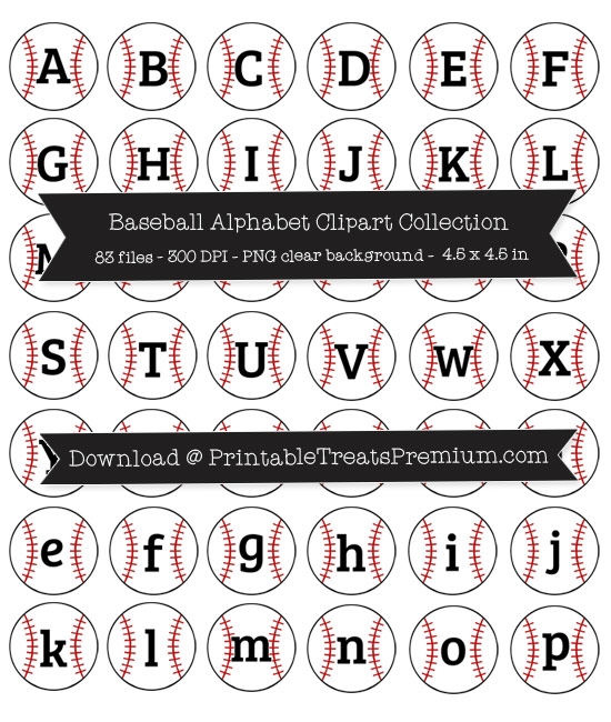 Baseball Alphabet Clipart Pack - Numbers, Letters, Punctuation, Sports ...