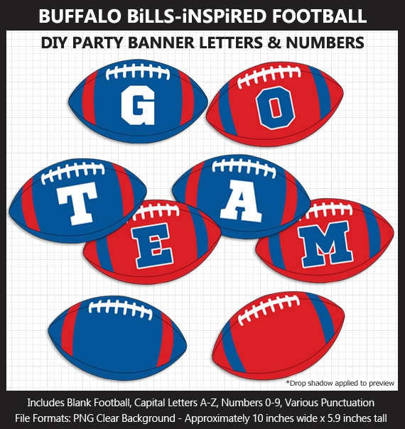 Royal Blue, Red, White Football Alphabet Banner Clip Art - Letters ...