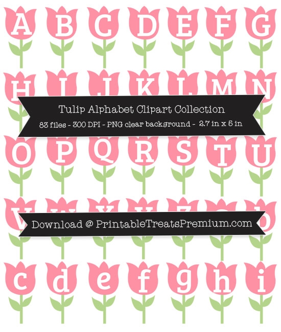 Pink Tulip Alphabet Clipart Pack - Spring, Mother's Day, Flowers, Pink ...