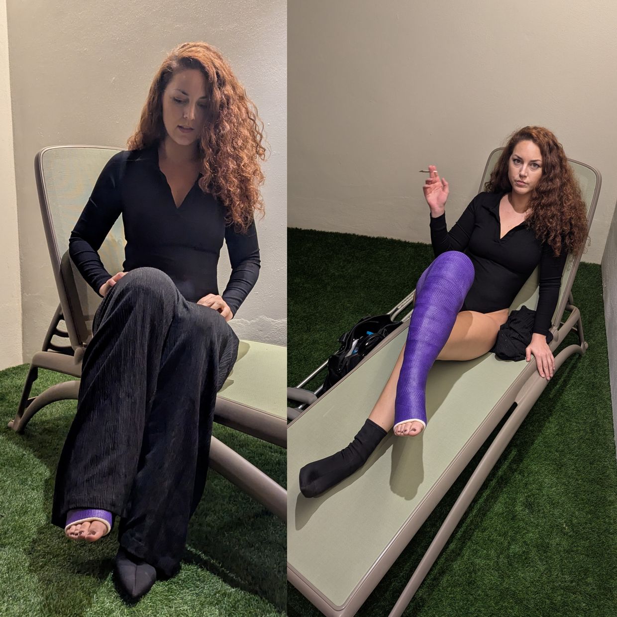 Angled LLC high pain: smoking and crutching 1/3 by Leire