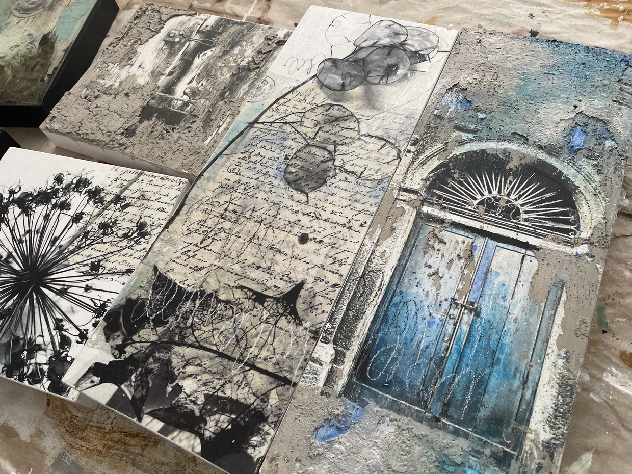 Collagenmischtechnik mit Transferdruck