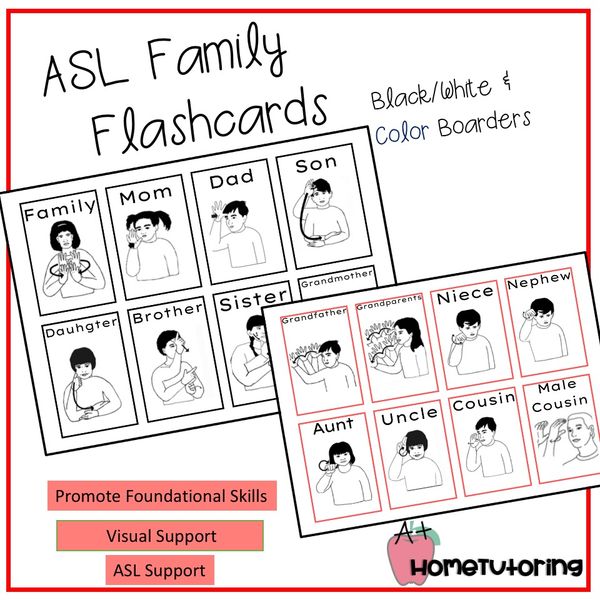 Family Flashcards B/W & Color Boarders
