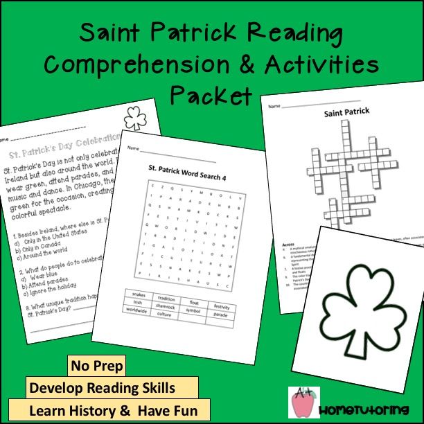 St. Patrick Reading Comprehension & Activities Packet