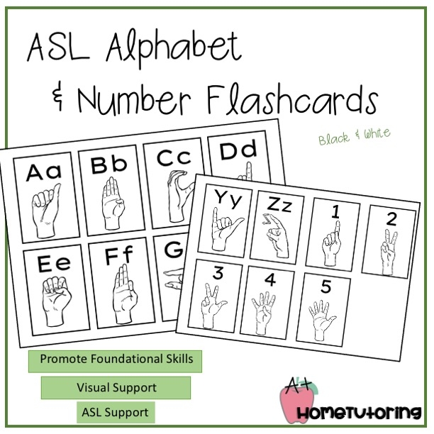 ASL Alphabet Cards Black & White