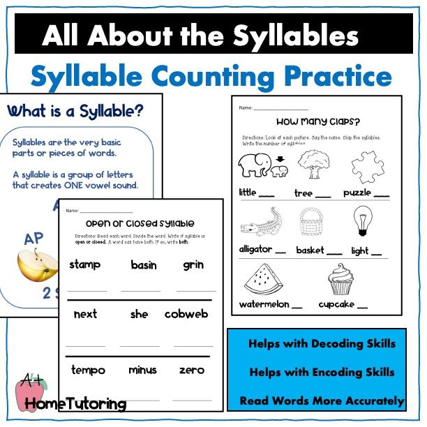 All About the Syllable Activities Packet