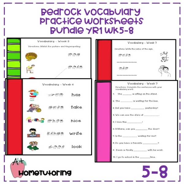 Bedrock Practice Sheets YR1 Weeks 5-8 Bundle