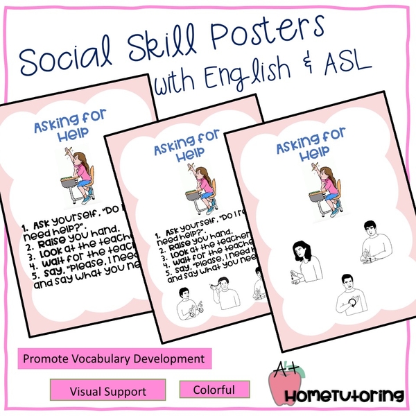 Social Skills Posters With English & Fingerspelling