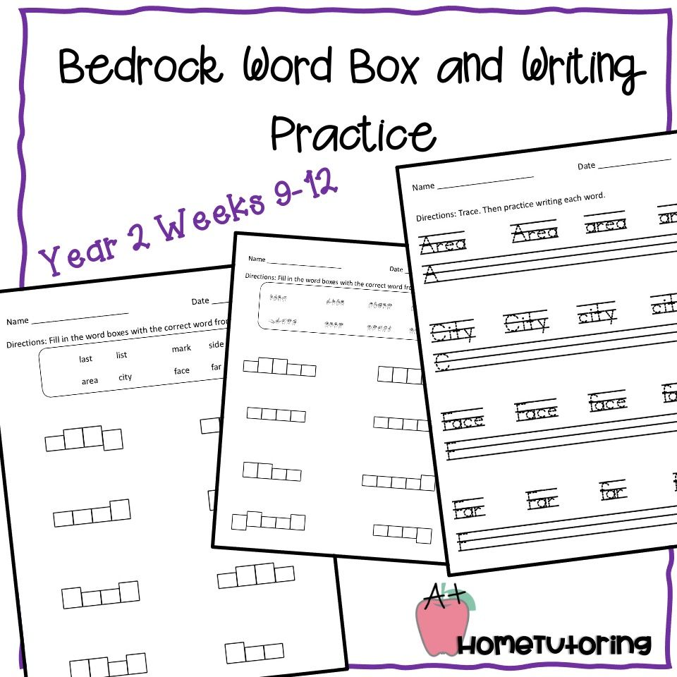 Year 2 Bedrock Word Boxes and Writing Sheets WKS 9-12