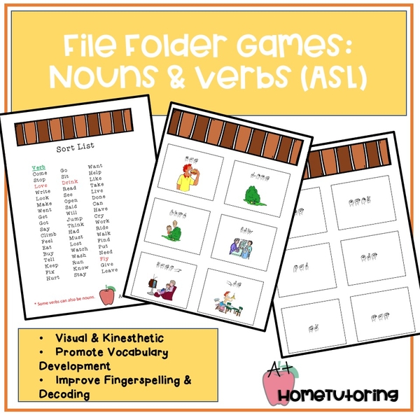 File Folder Games - Noun & Verb Sort (ASL)