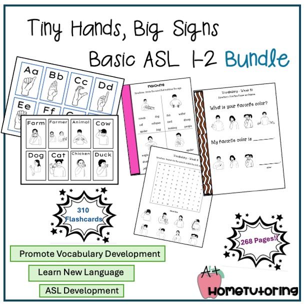 Tiny Hands, Big Signs Basic ASL 1-2 Bundle