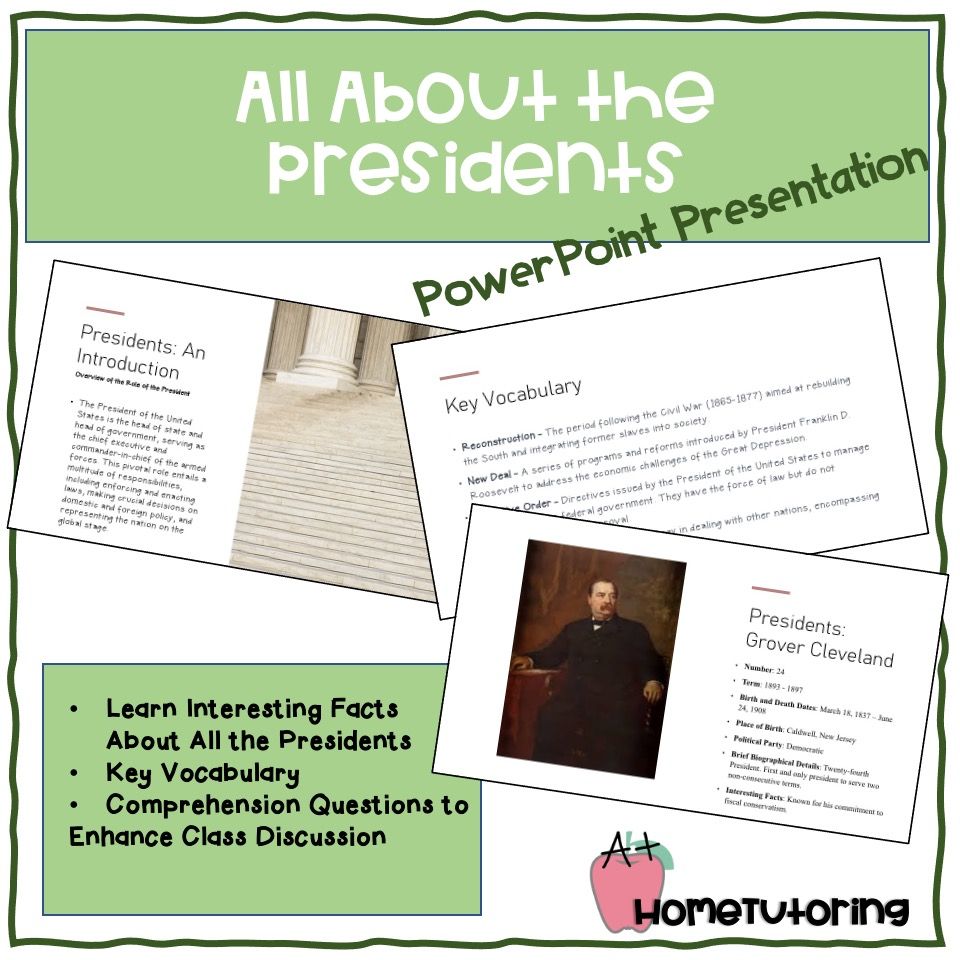 All About the Presidents PowerPoint Presentation (President's Day)