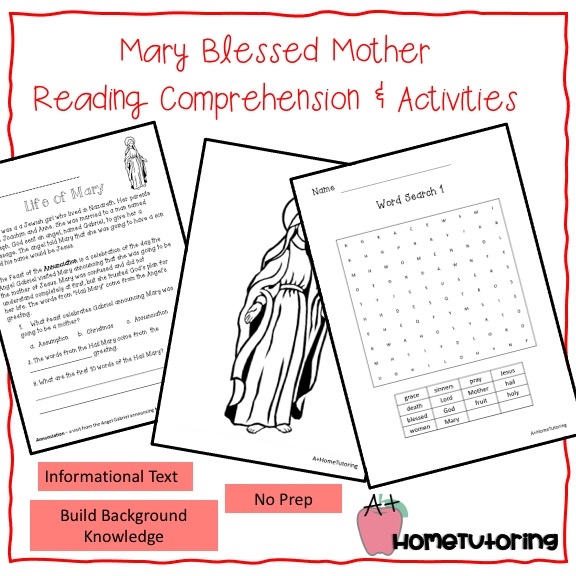 Mary Blessed Mother Mini Packet: Reading Comprehension