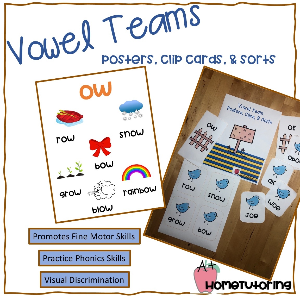 Vowel Teams Posters, Clip Cards, & Sorting Activities