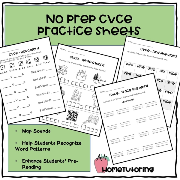 No Prep CVCe Practice Sheets