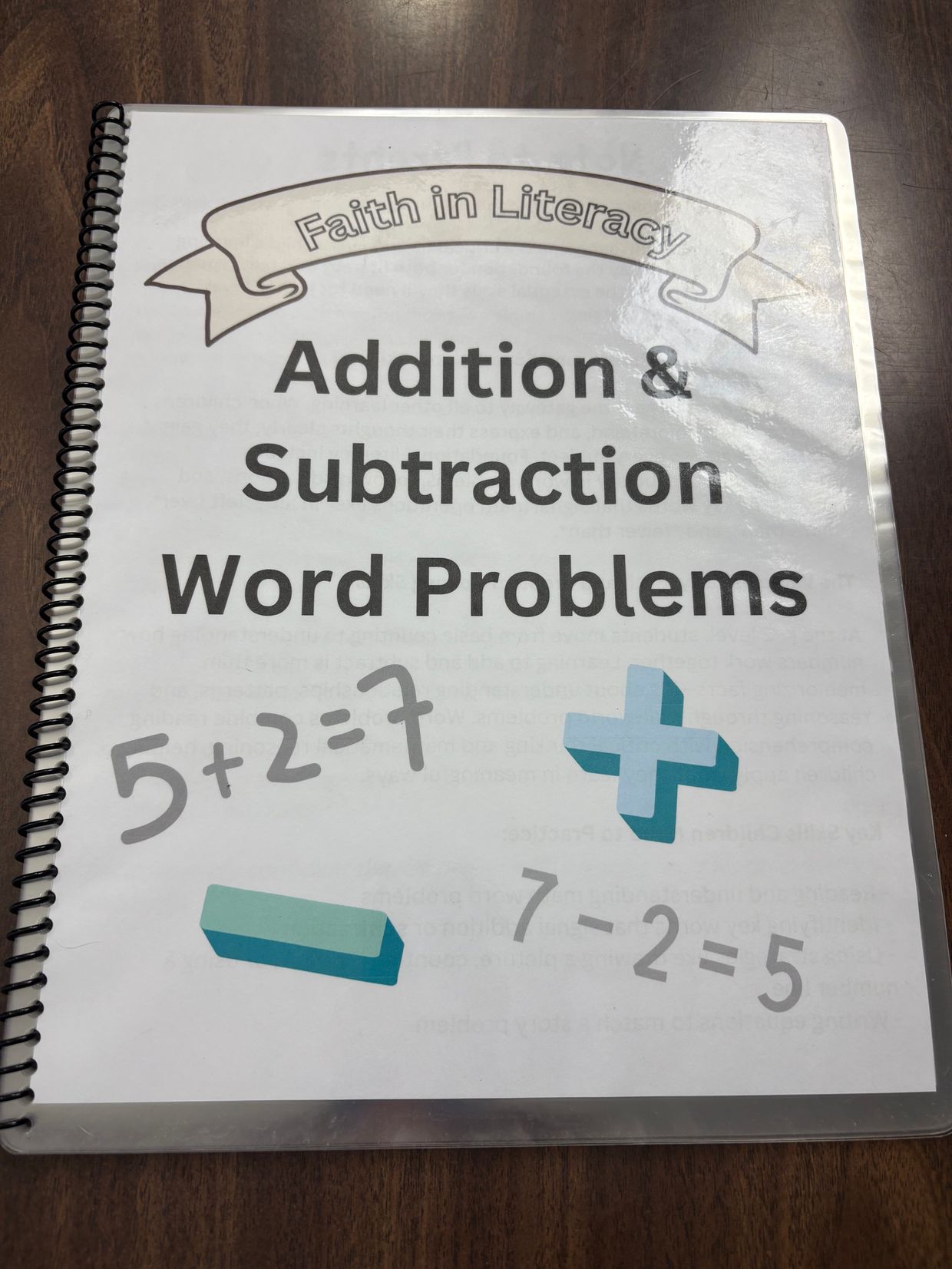 Faith in Literacy Addition & Subtraction Word Problems Workbook for ...