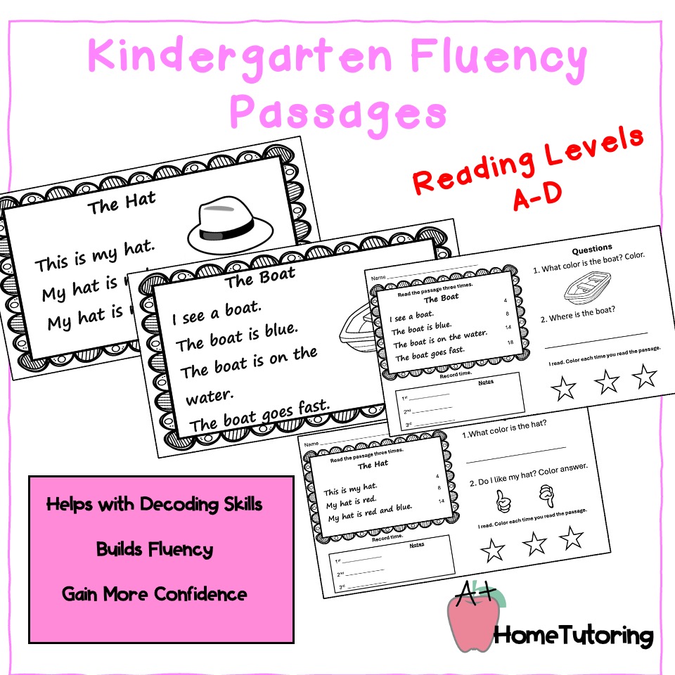 Kindergarten Fluency Passages | Reading Levels A-D