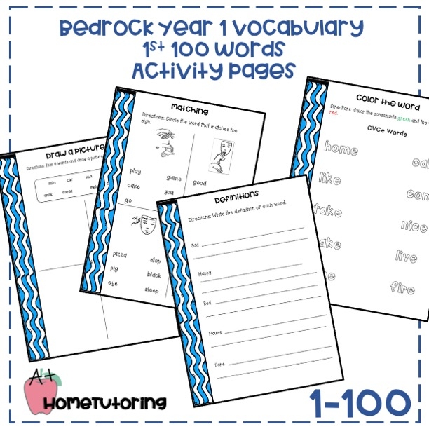 Bedrock Vocabulary Year 1 1st 100 Words Activities Pag