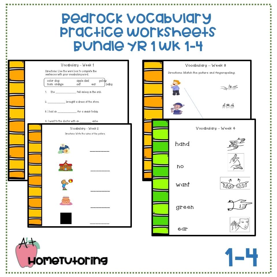 Bedrock Practice Sheets YR1 Weeks 1-4 Bundle