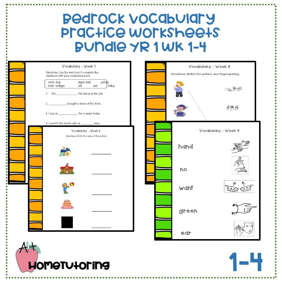 Bedrock Practice Sheets YR1 Weeks 1-4 Bundle