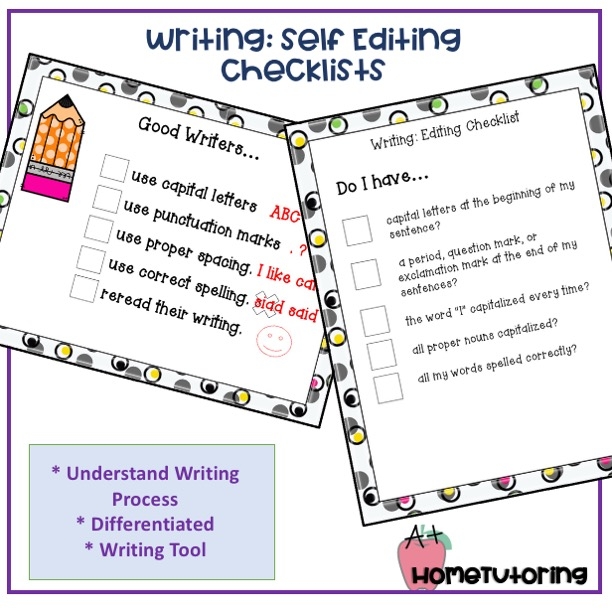 Writing: Self-Editing Checklists K-5