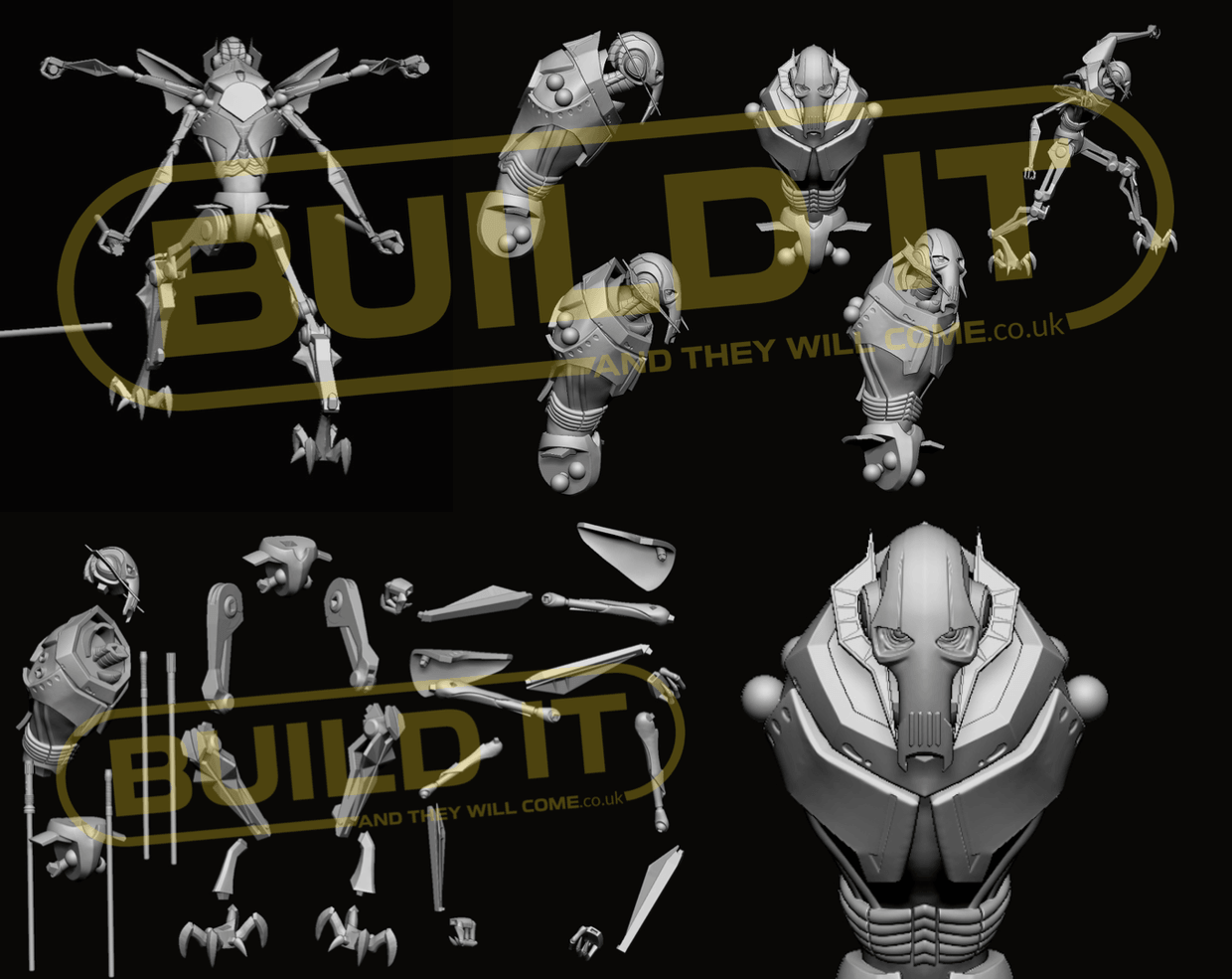 General Grievous full size 3d model cut and uncut files stl