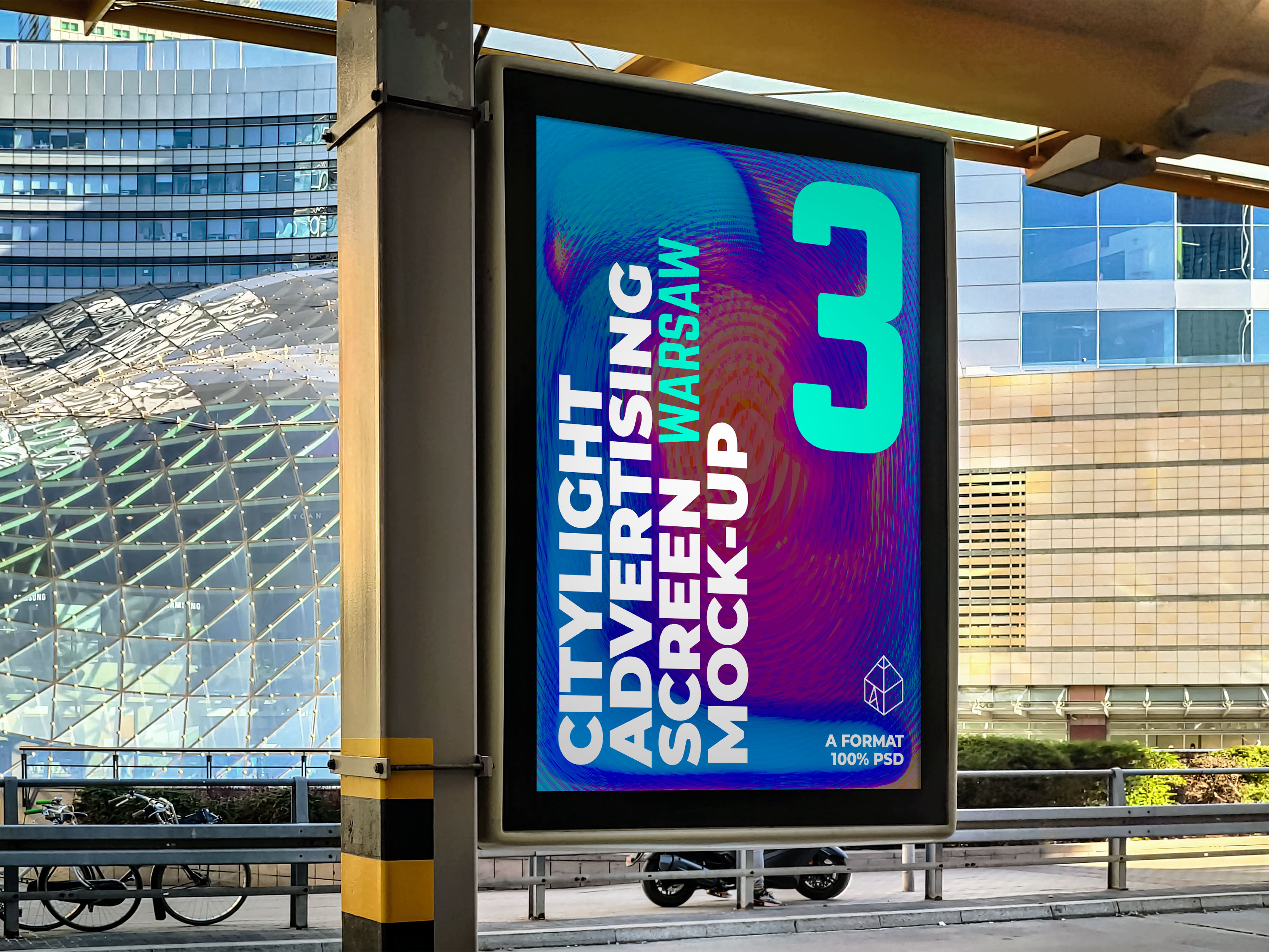 Free Outdoor Citylight Advertising Screen Mock-Up 12 v