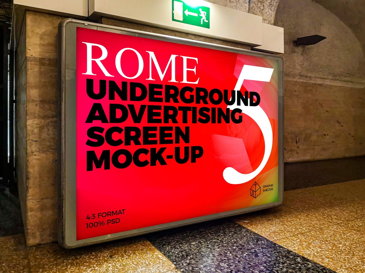 Rome Underground Advertising Screen Mock-Ups