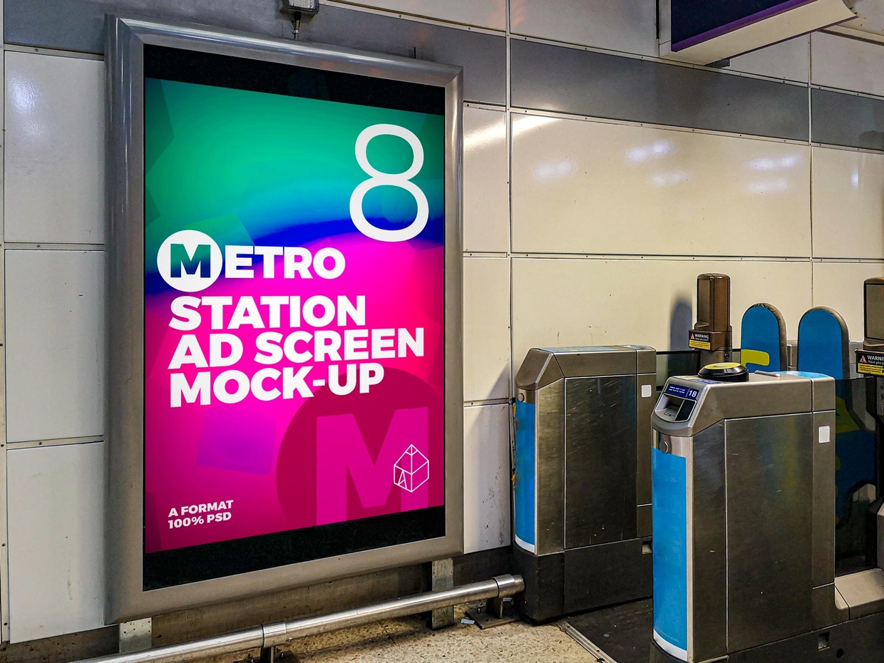 Metro Station Advertising Screen Mock-Ups