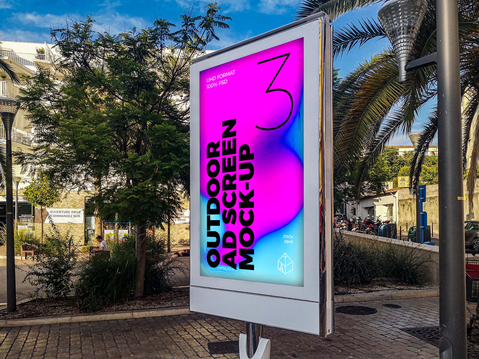 Free Outdoor Citylight Advertising Screen Mock-Up 9 v2