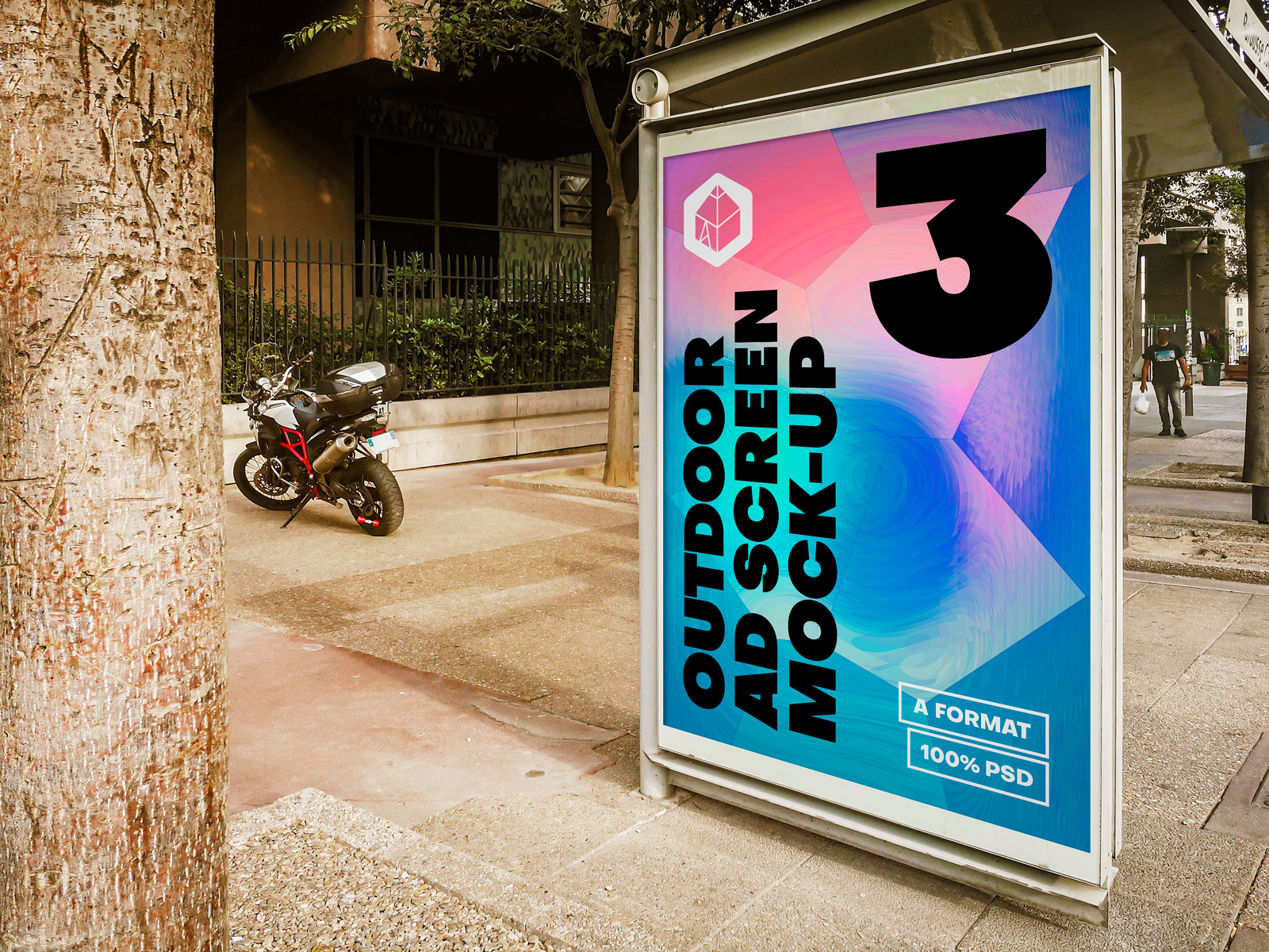 4 Outdoor Ad Screen Mock-Ups Set Bundle