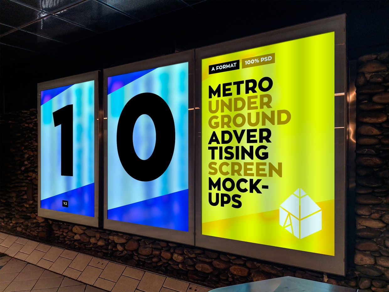 Metro Underground Advertising Screen Mock-Ups (v.2)