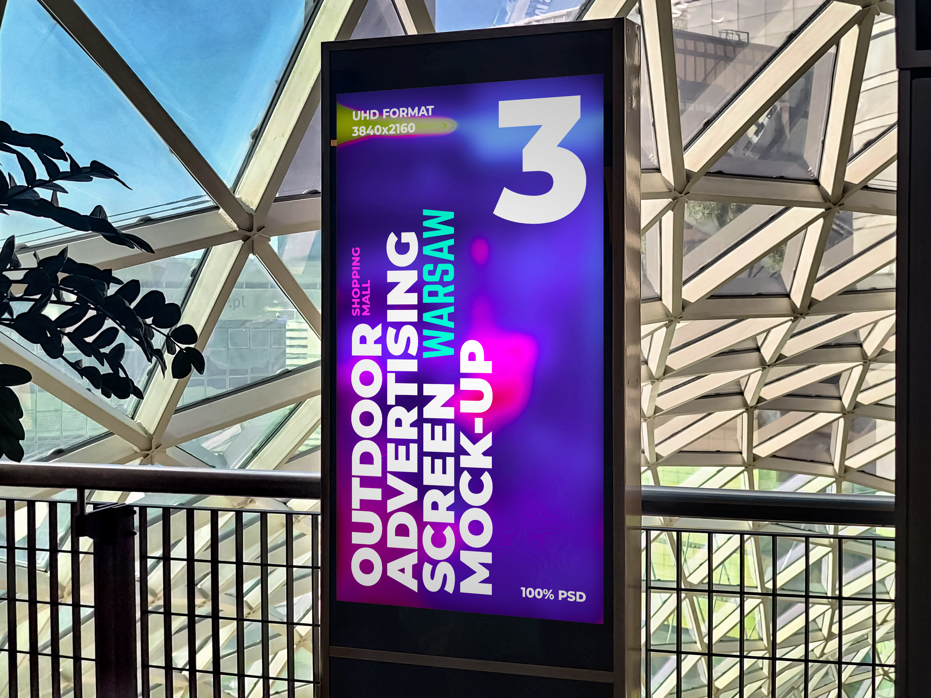 Free Warsaw Citylight Advertising Screen Mock-Up 2 v1