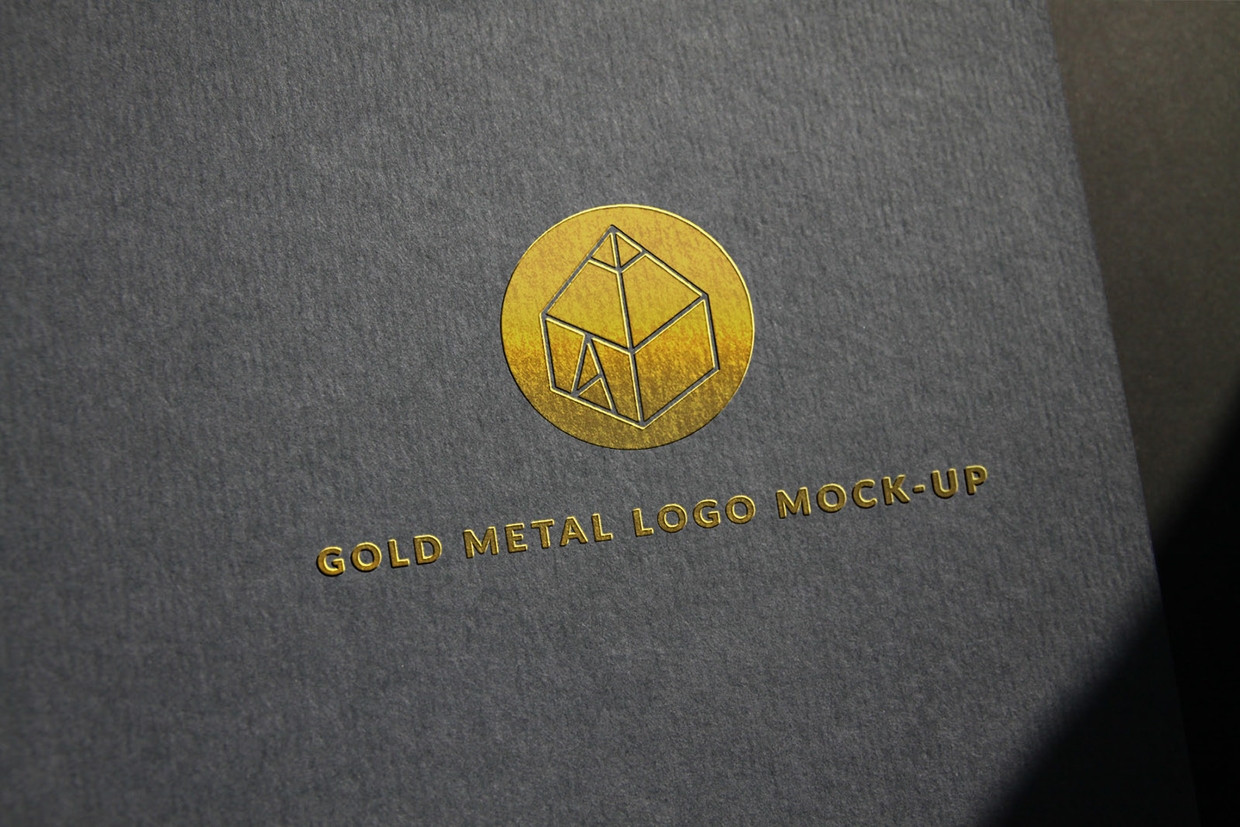 Gold Metal Logo Mock-Up