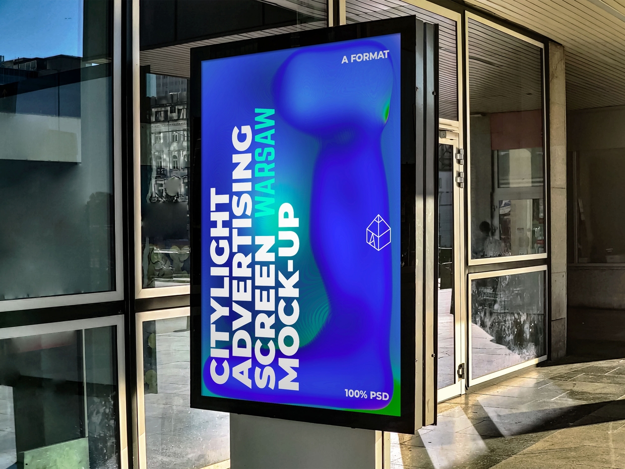 Free Outdoor Citylight Advertising Screen Mock-Up 8 v1