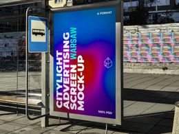 5 Outdoor Kiosk Ad Screen Mock Ups v 1 