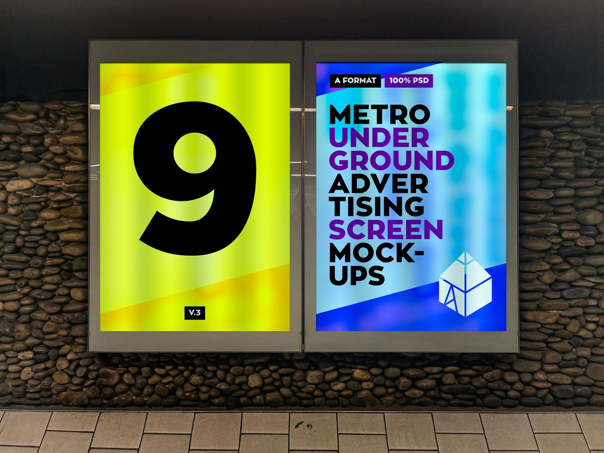 Metro Underground Advertising Screen Mock-Ups (v.3)