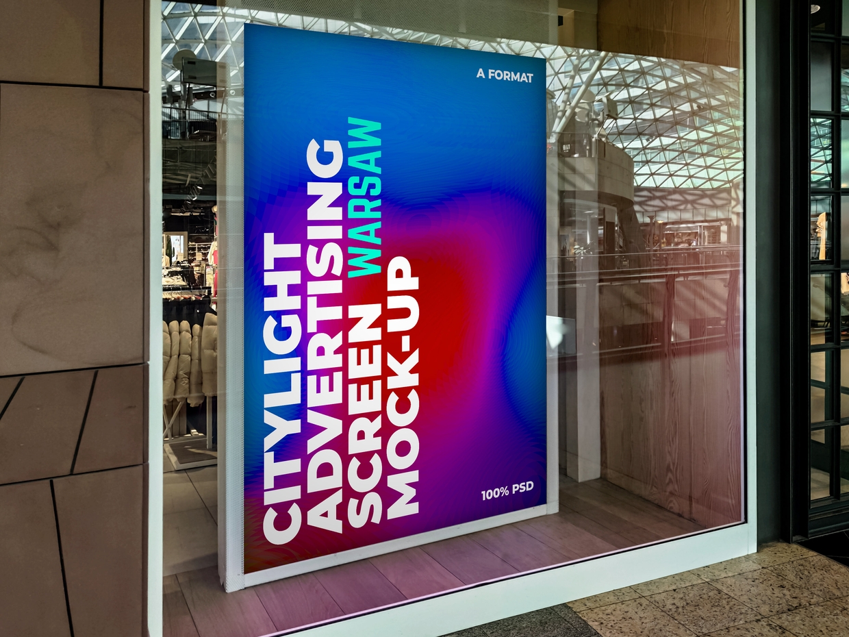 Free Outdoor Citylight Advertising Screen Mock-Up 12 v1