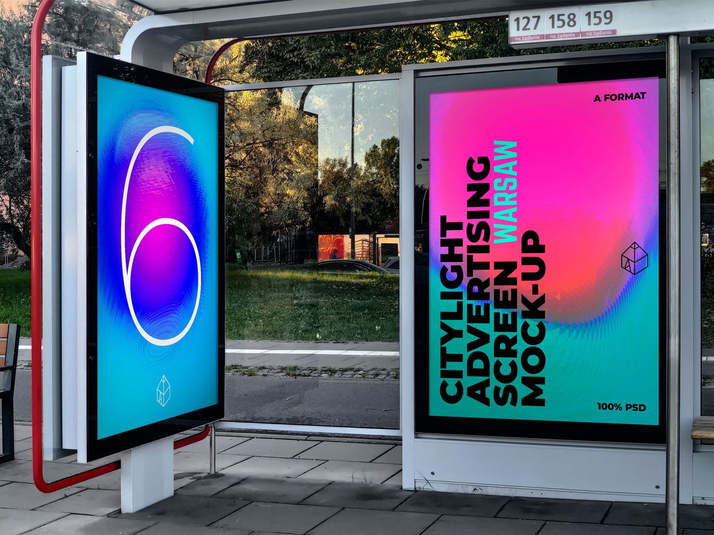 Warsaw Night Citylight Advertising Screen Mock-Up 1 v2