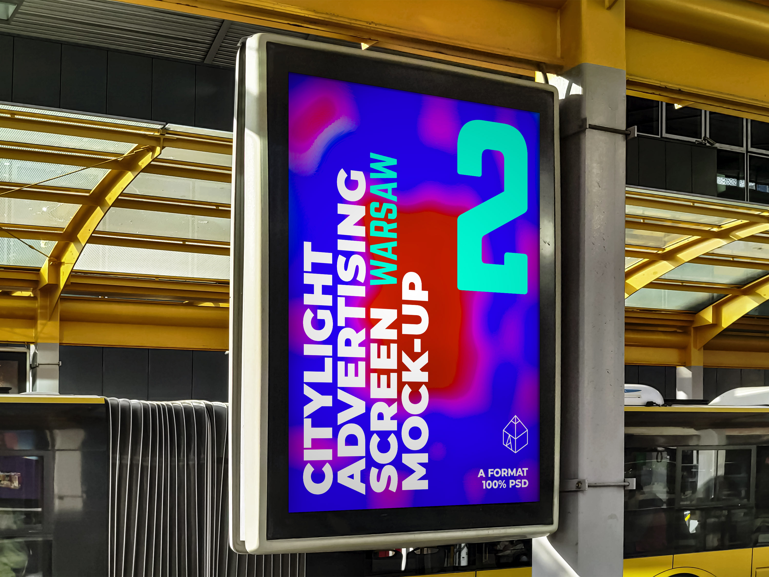 Free Outdoor Citylight Advertising Screen Mock-Up 9 v6